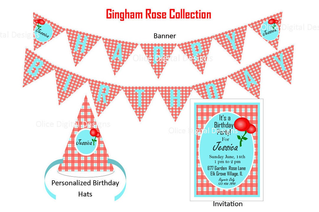 Red Gingham Printables Birthday PARTY PACK Including Printable ...