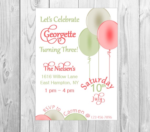Vintage Balloon Invitation, Balloon birthday decor, Pastel balloons ...