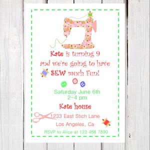 Sewing Party Invitation, Craft Birthday Invite, Sewing Birthday ...
