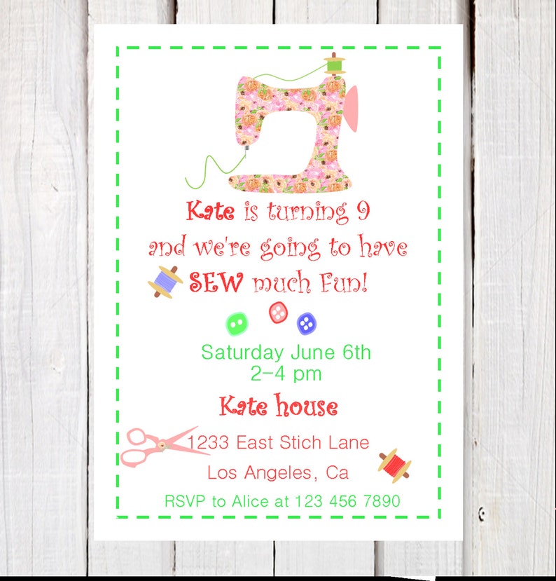 Sewing Party Invitation, Craft Birthday Invite, Sewing Birthday ...