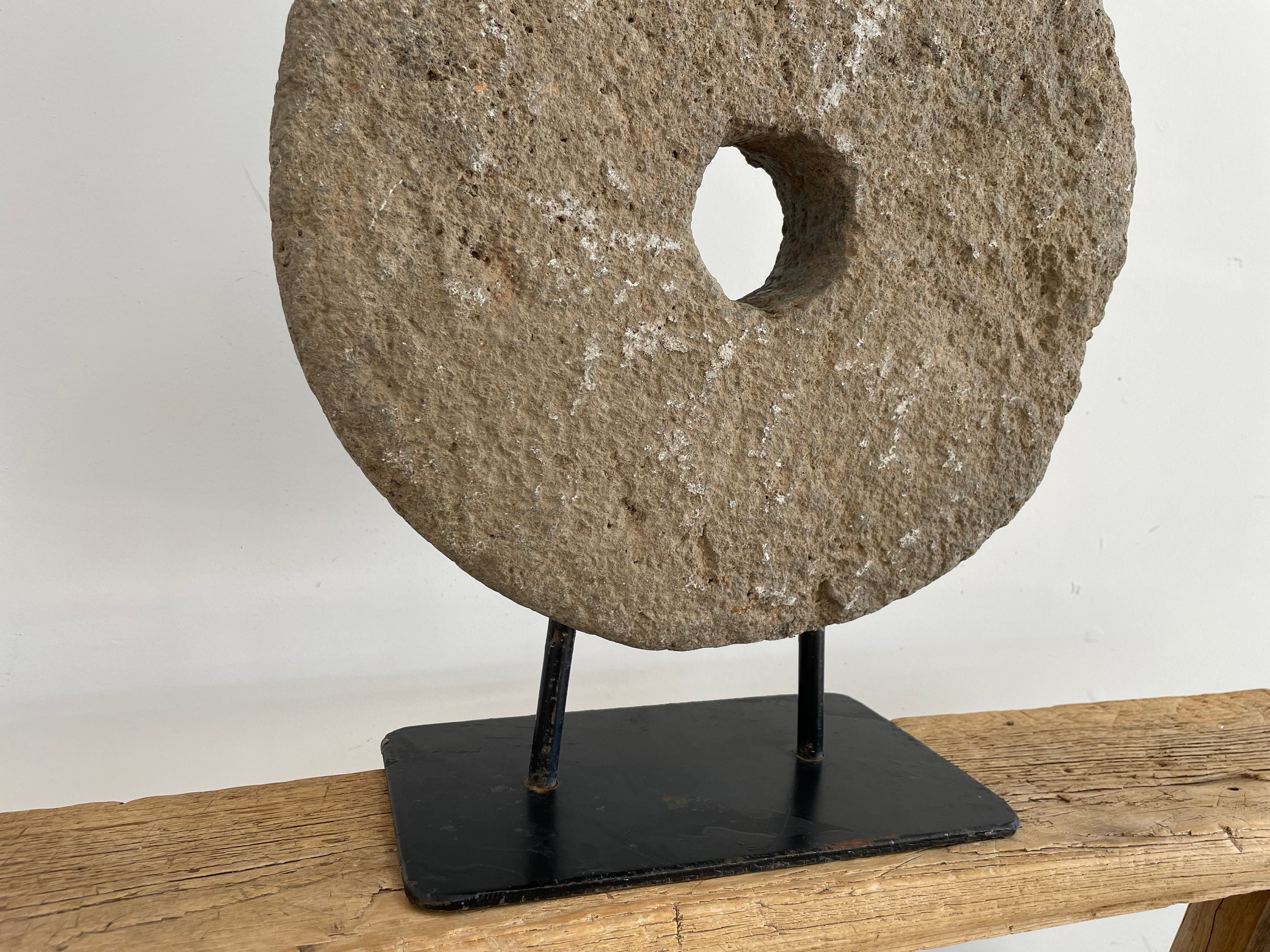 Large Vintage Millstone on Stand Vintage Stone Wheel on - Etsy