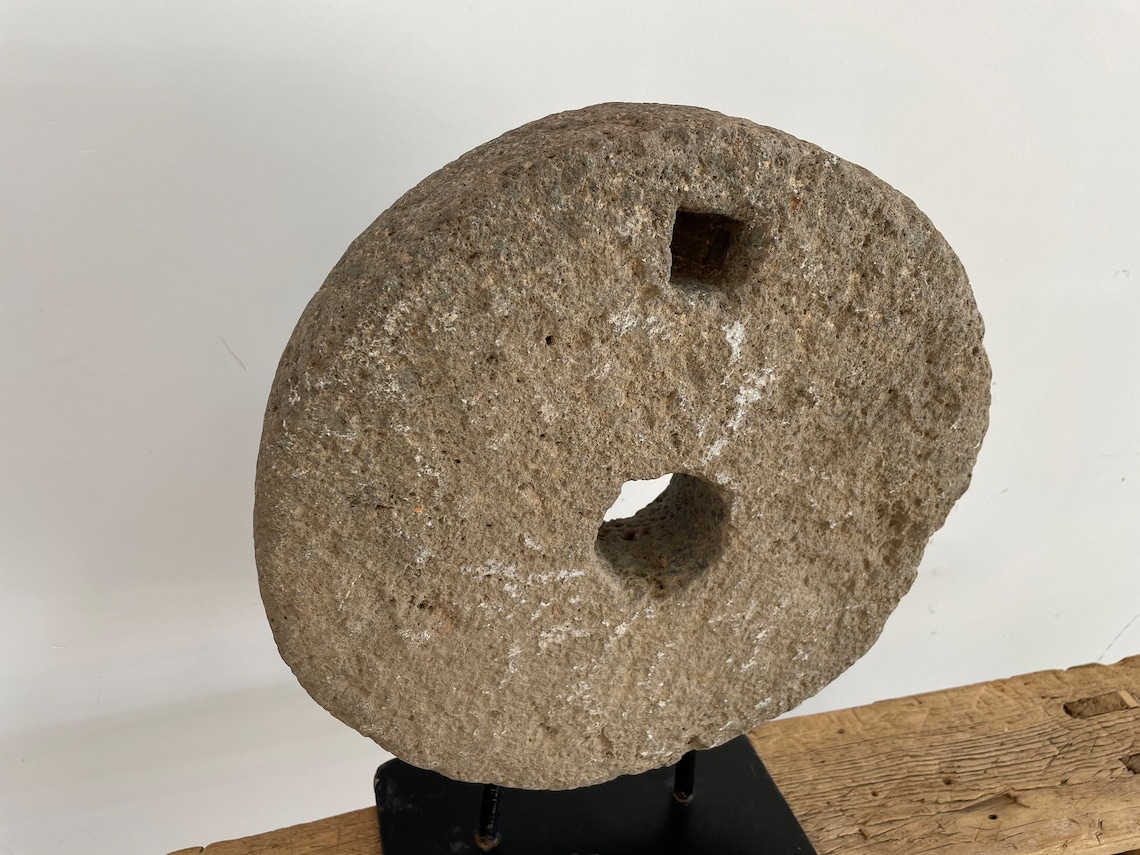 Large Vintage Millstone on Stand Vintage Stone Wheel on - Etsy