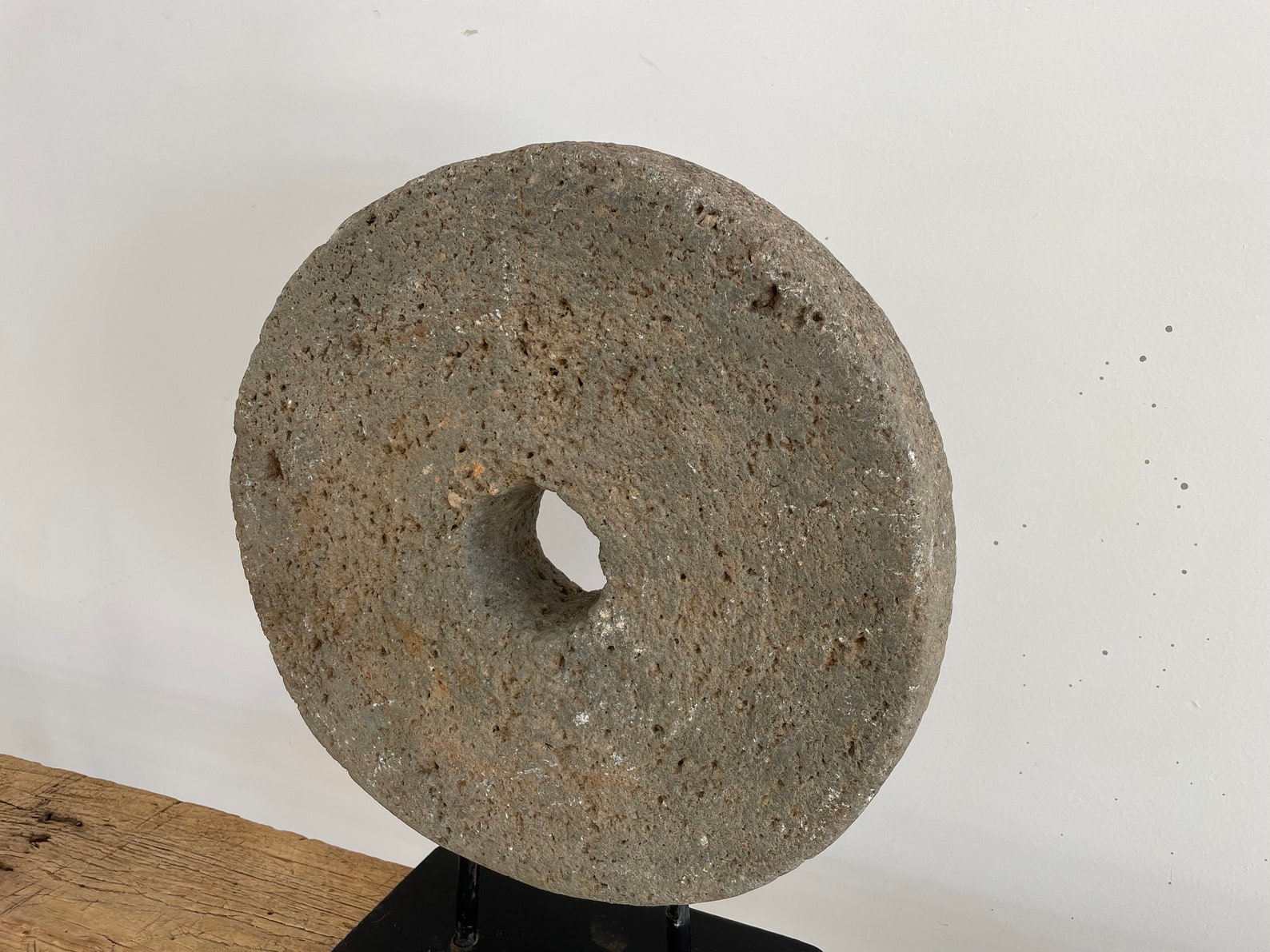 Large Vintage Millstone on Stand - Vintage Stone Wheel on Pedestal ...
