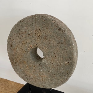 Large Vintage Millstone on Stand - Vintage Stone Wheel on Pedestal ...
