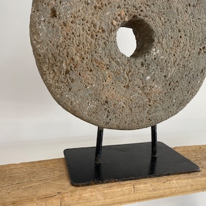 Large Vintage Millstone on Stand - Vintage Stone Wheel on Pedestal ...