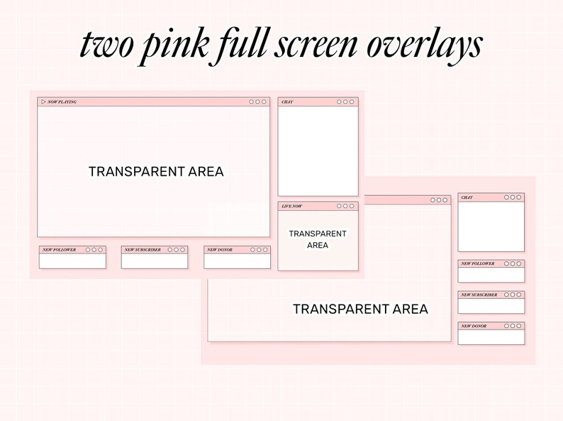 Pink and Black Stream Overlay Package for Twitch, Cute Windows Theme ...