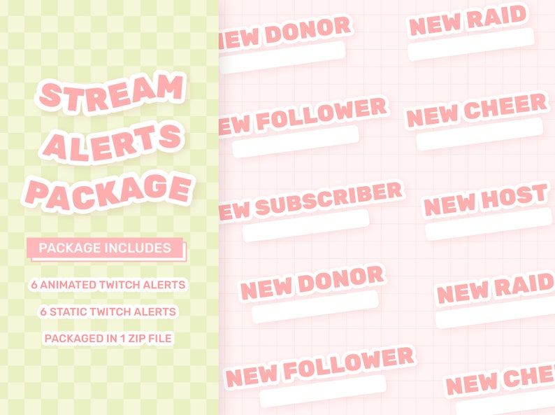 Animated Alerts, Twitch Alerts, Static Alert, Stream Alert, Pink ...