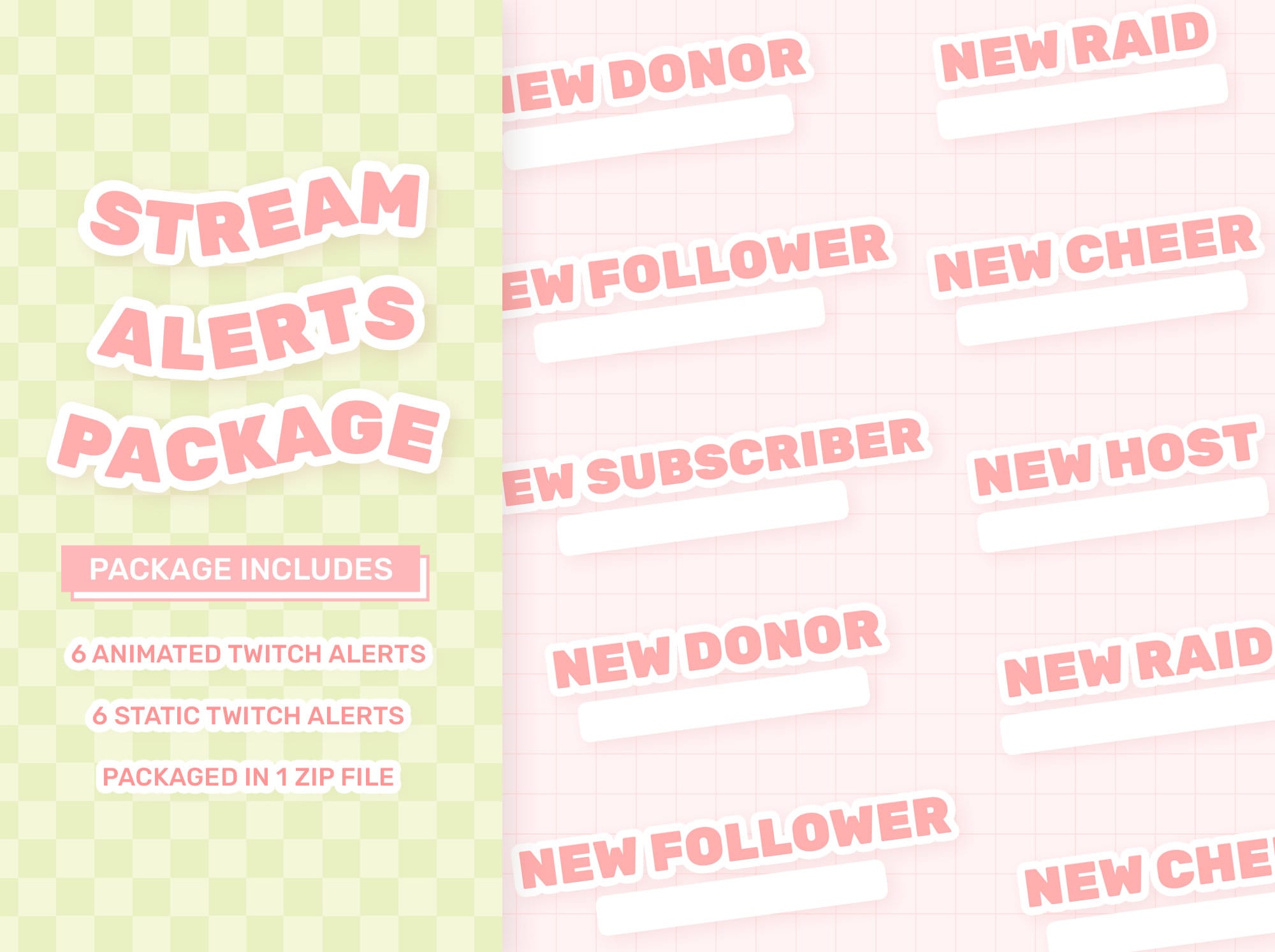 Animated Alerts, Twitch Alerts, Static Alert, Stream Alert, Pink ...