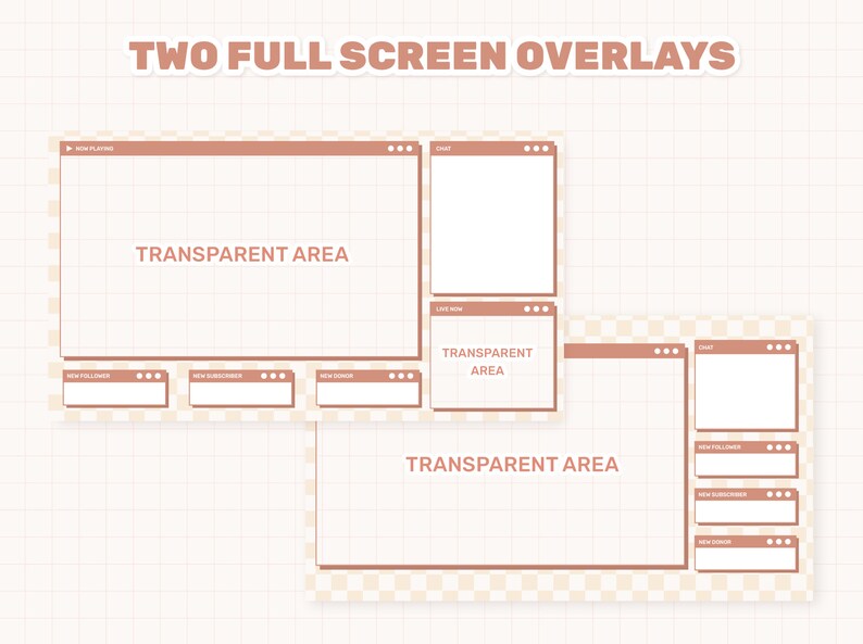 Beige and Brown Stream Overlay Package for Twitch, Cute Windows Theme ...