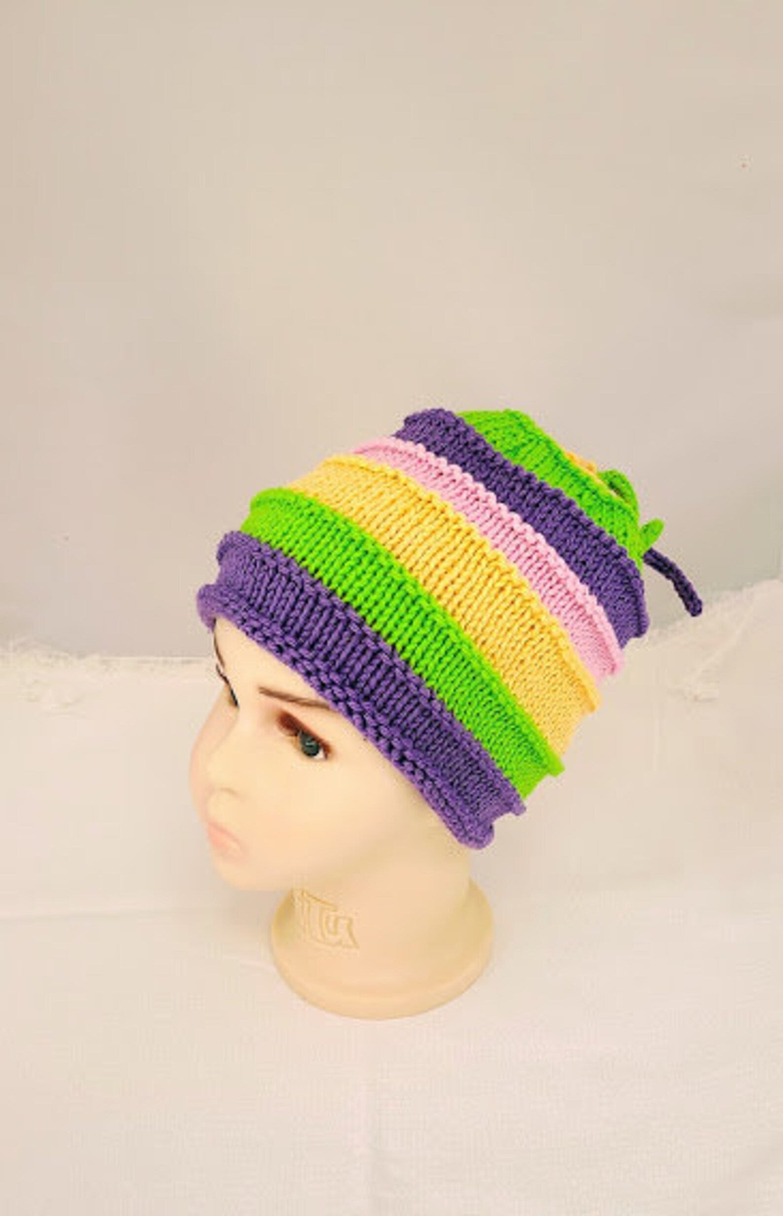 Easter Egg Beanie Easter Hat With Tassel Pastel Spring - Etsy