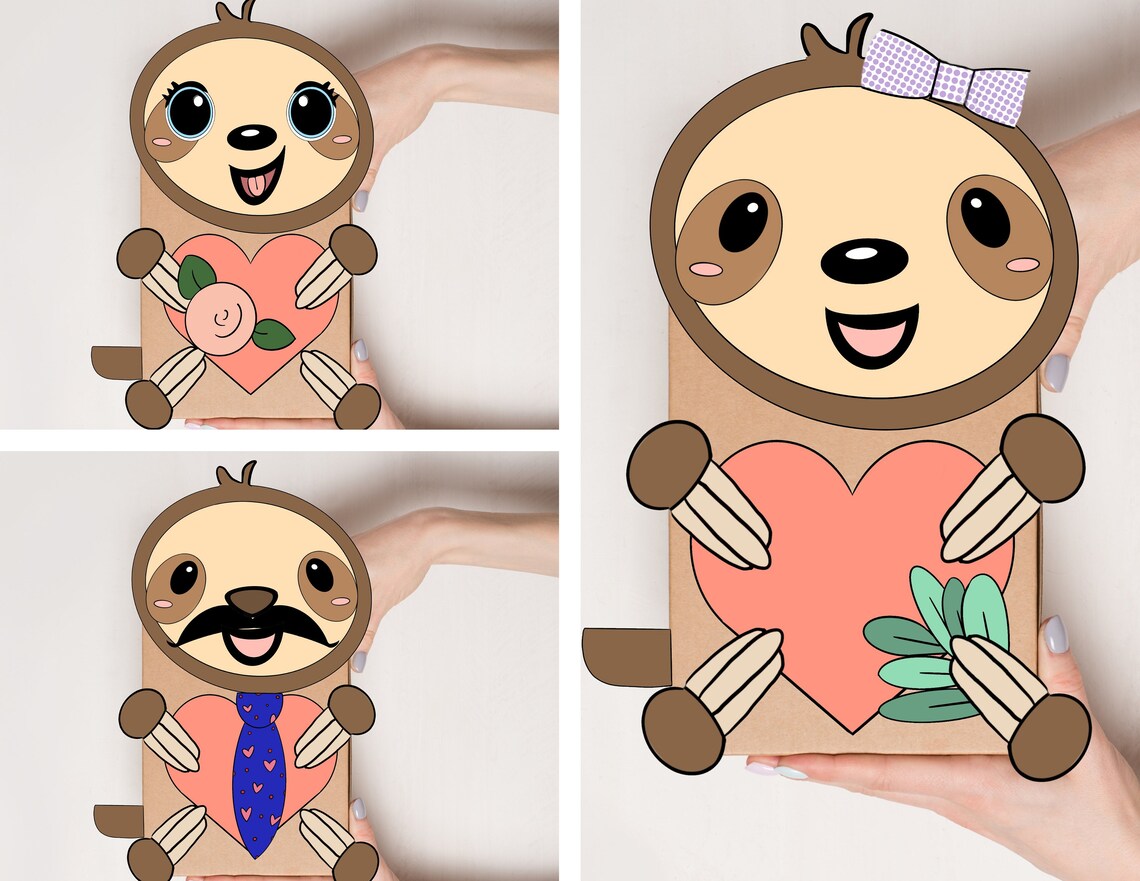 Sloth Valentines Box, Valentines Box Decor, Printable Valentines Box ...