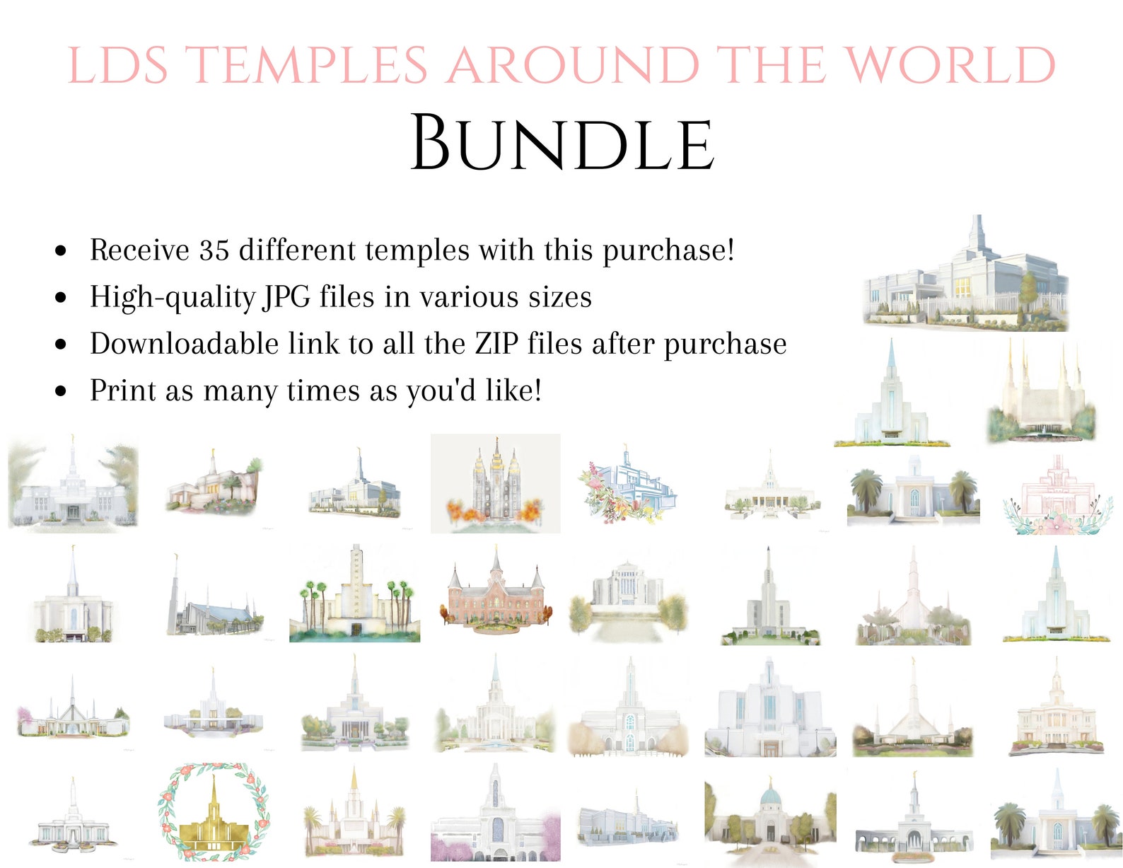 LDS Temple Bundle 35 Temple Printables Art Printables - Etsy