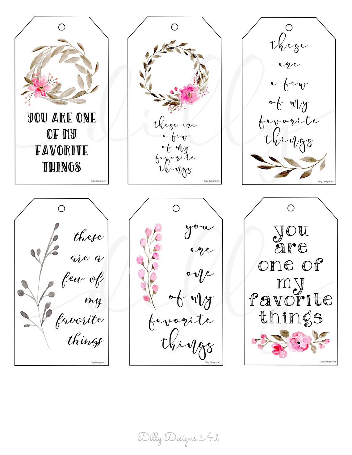 Favorite Things Printable Gift Tags: Floral Party Favors (PDF) Curated ...
