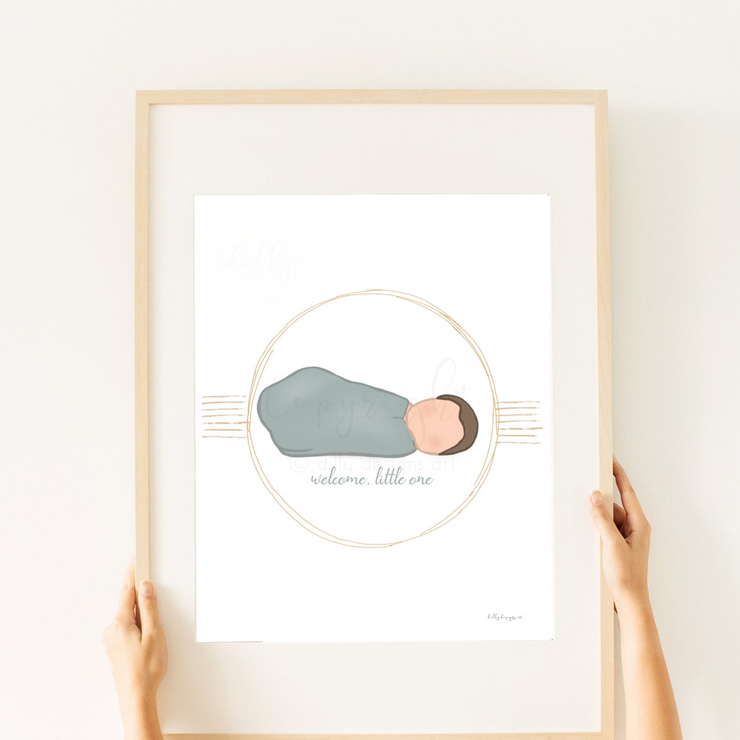 Baby Boy Nursery, New Baby, New Mom, Blue and Gold, Welcome Little One ...