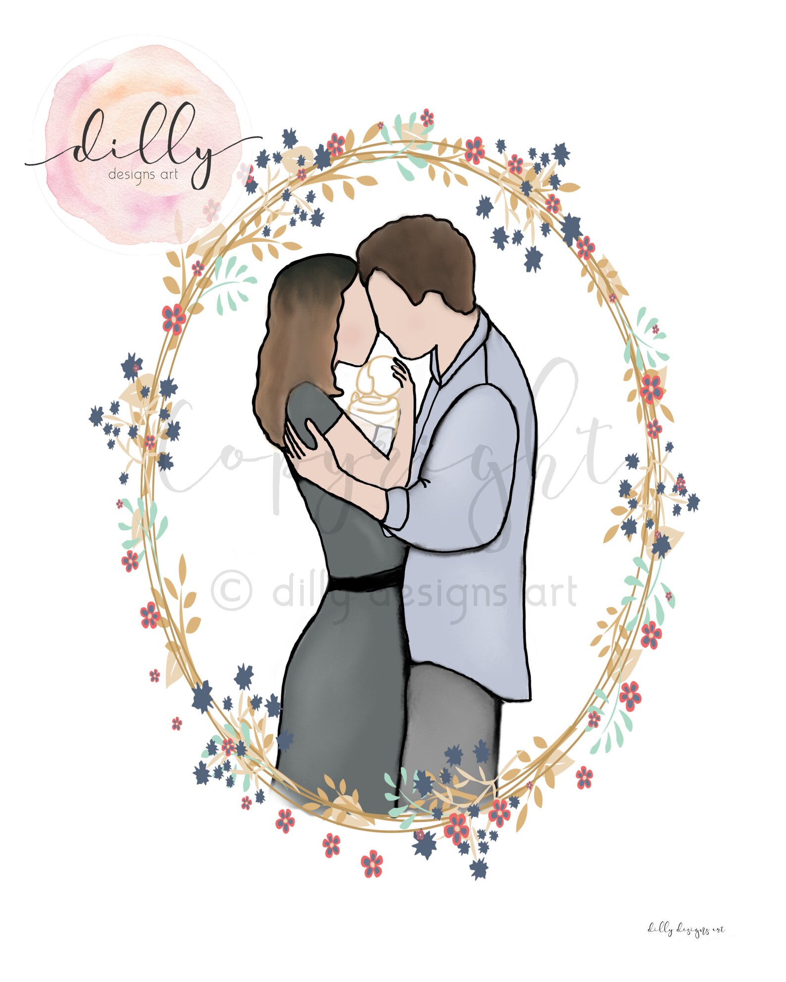 Parents And Angel Baby Printable Art Memorial Gift In | Etsy