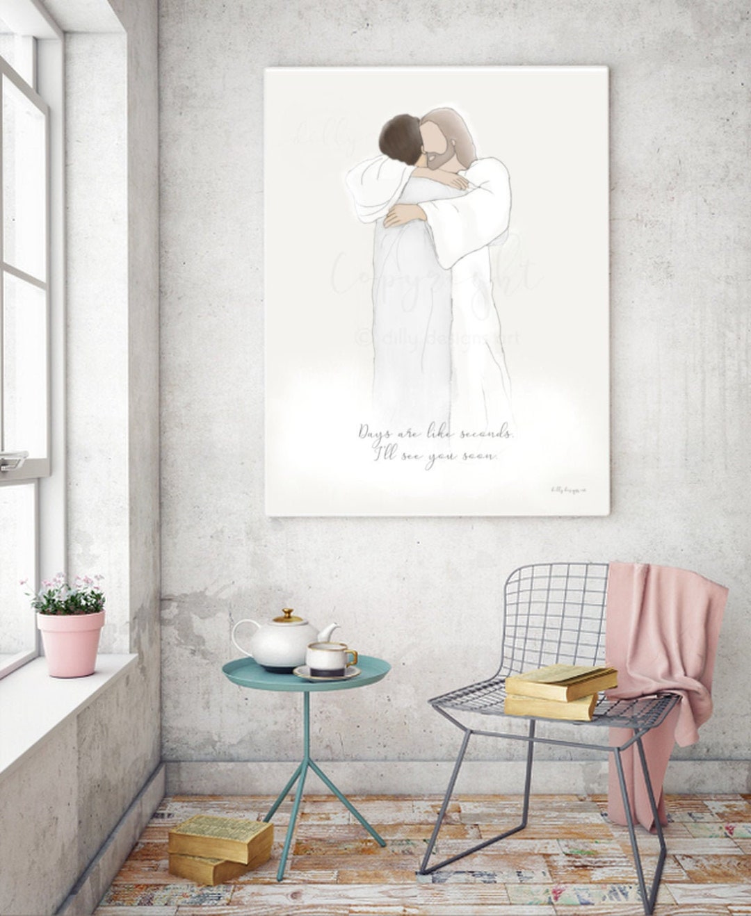 Jesus Hugging Art Print: Sympathy Gift, Loss of Loved One (digital ...