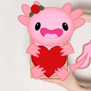 Axolotl Valentines Box, Valentines Box Decor, Printable Valentines Box ...