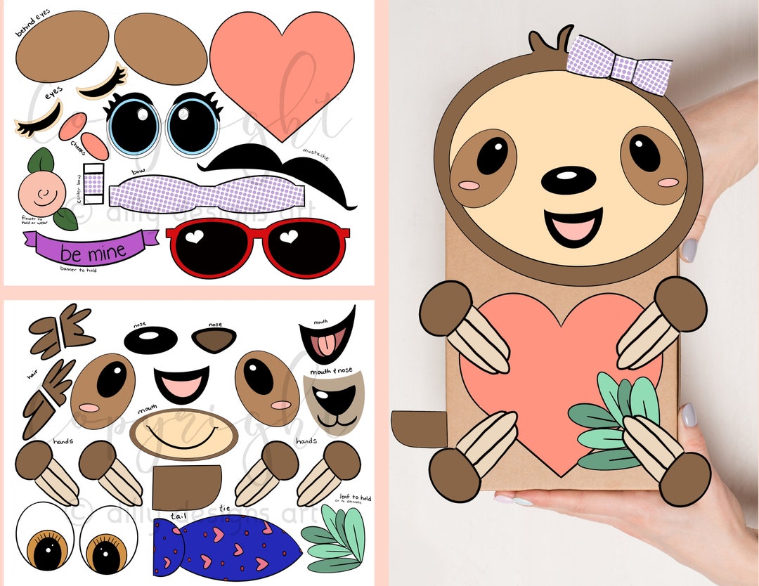 Sloth Valentines Box, Valentines Box Decor, Printable Valentines Box ...