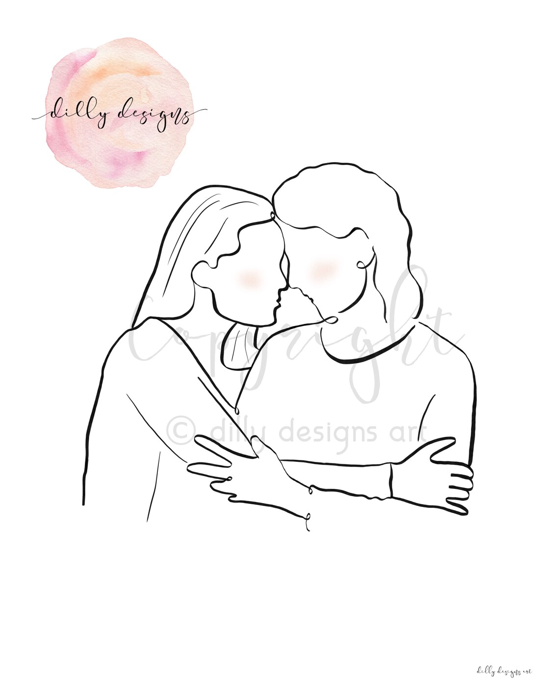 Mom and Daughter Printable Line Art Mother Gift Gift for - Etsy