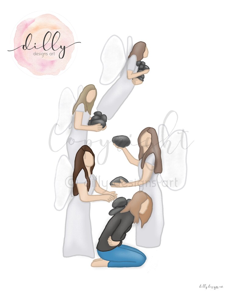 Angels Carrying Away Rocks Digital Painting Printable | Etsy