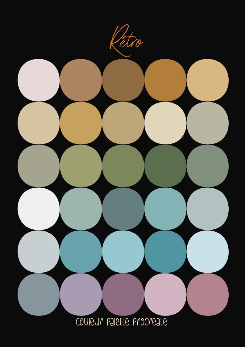 Retro Procreate Color Palette Etsy Uk