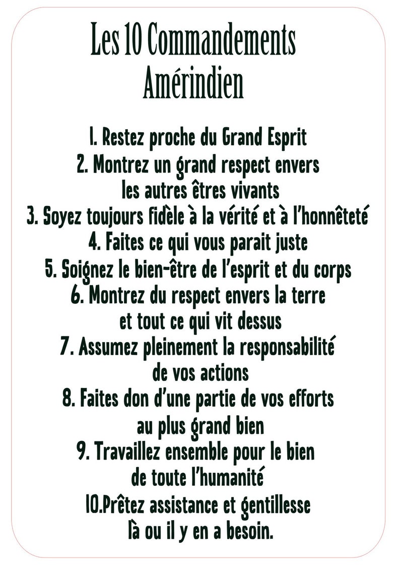 The 10 Native American Commandments - Etsy
