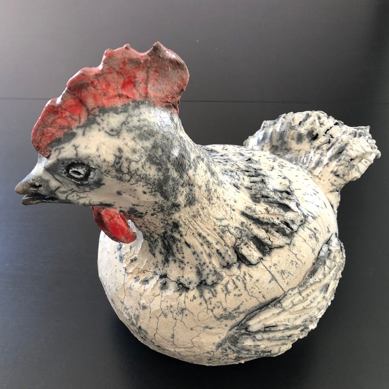 Céramic raku La Poule et son poussin | Etsy France