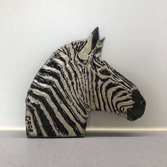Ceramic Raku Bas Relief Zebra Wall Decoration | Etsy