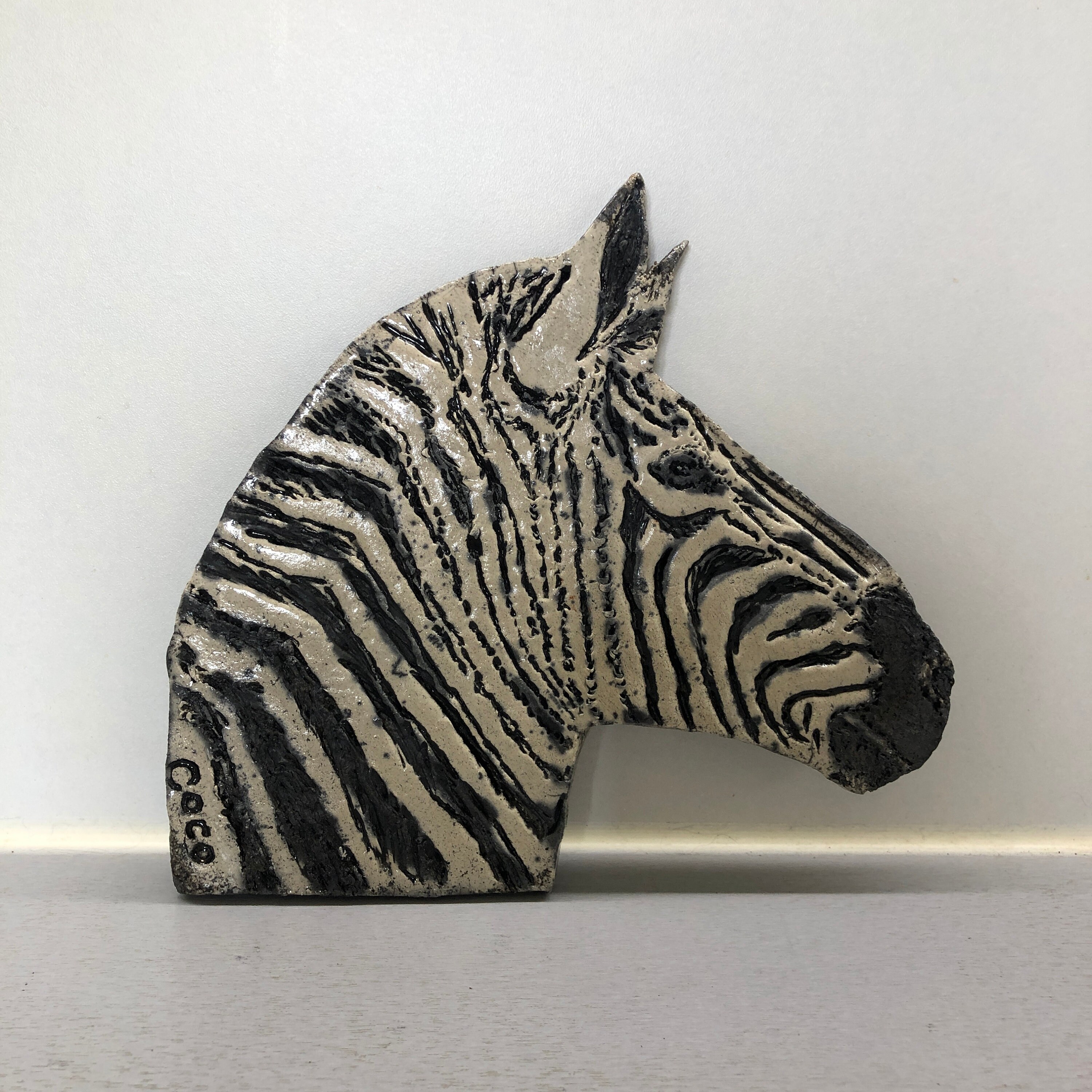 Ceramic Raku Bas Relief Zebra Wall Decoration | Etsy