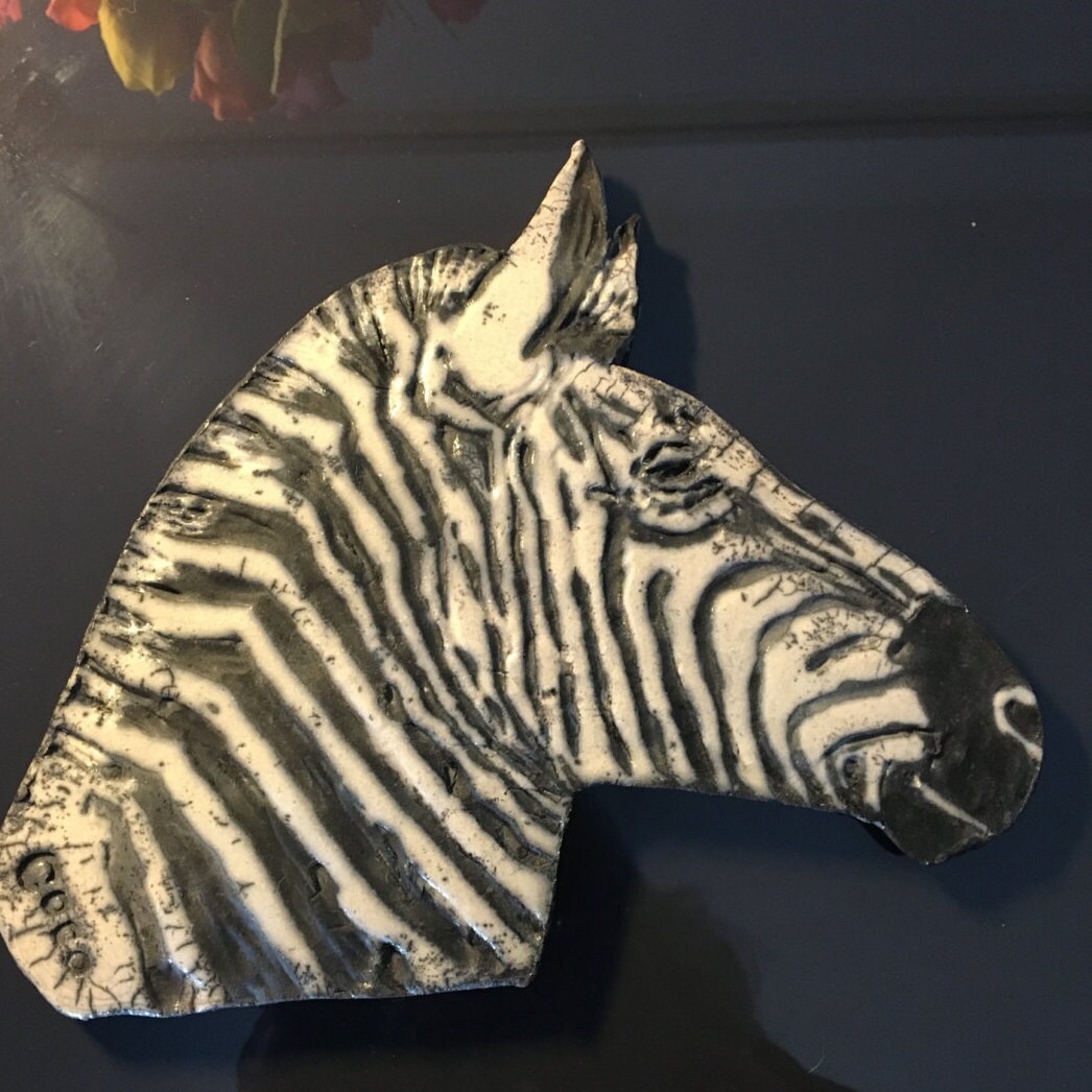 Ceramic Raku Bas Relief Zebra Wall Decoration | Etsy
