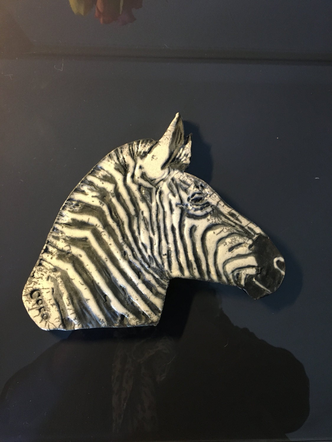 Ceramic Raku Bas Relief Zebra Wall Decoration | Etsy