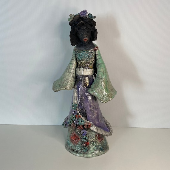 Sculpture Raku Asian Woman's Head Art & Collectibles etna.com.pe