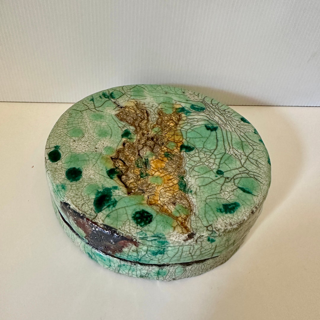 Ceramic Raku ROUND BOX - Etsy