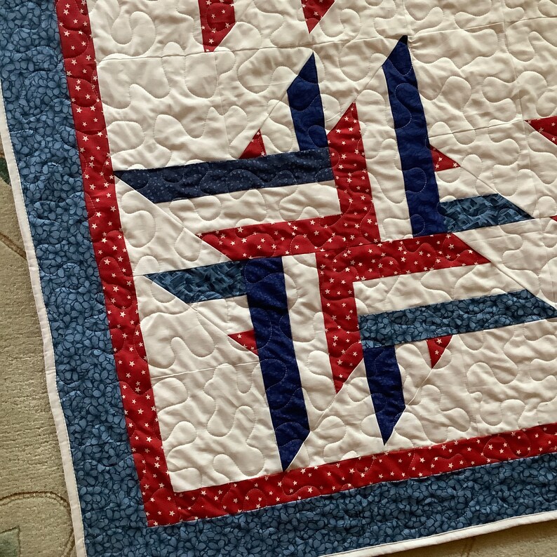 Homemade Quilt 75x96 LONG QUEEN RWB Red White Blue - Etsy