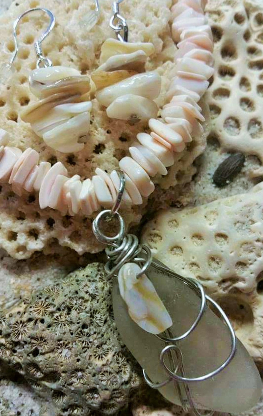 Clear Seaglass on Pink Pooka Shells - Etsy