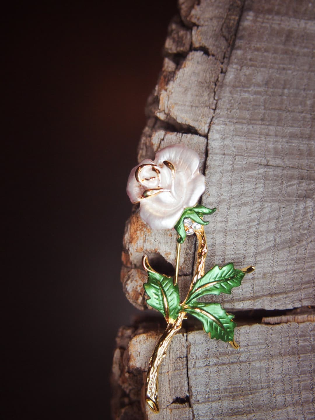 English Rose Brooch Antique Vintage Styled, Bridesmaid, Rhinestone ...