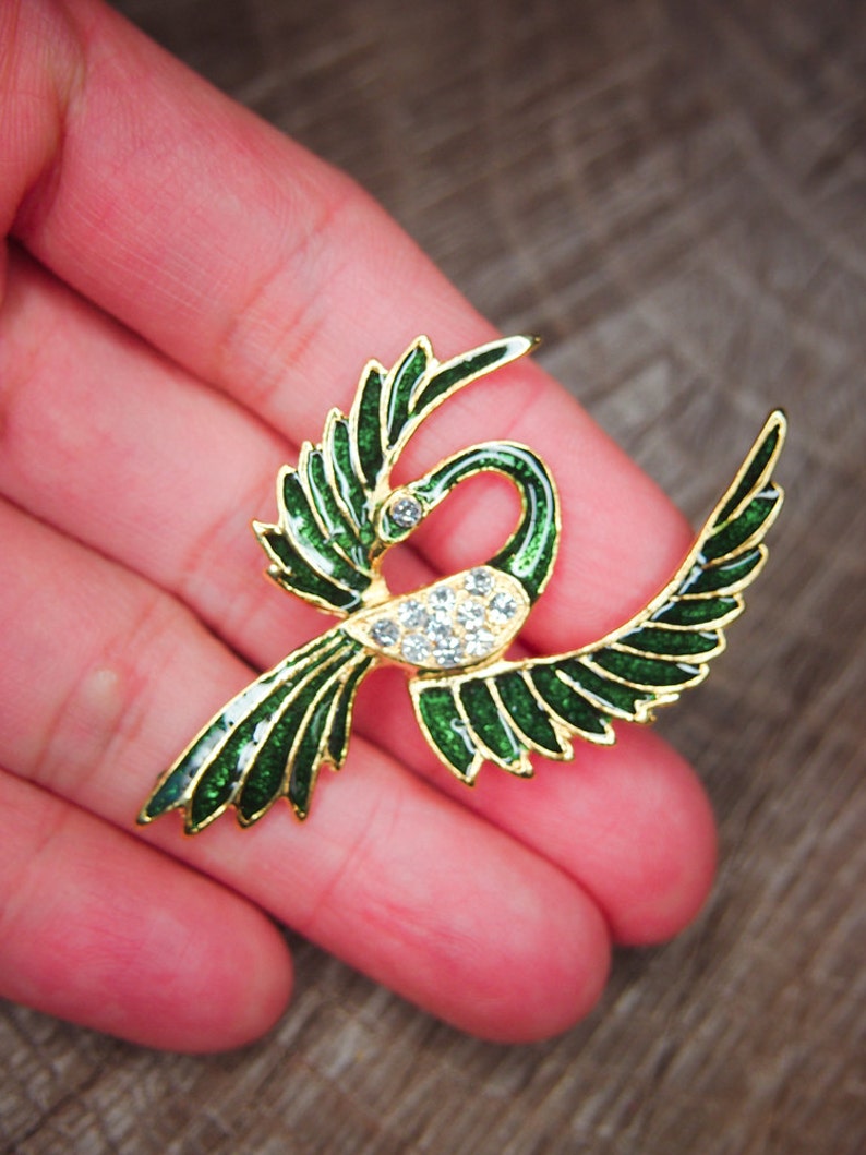 Japan Crane Brooch Antique Vintage Styled, Bridesmaid, Rhinestone ...