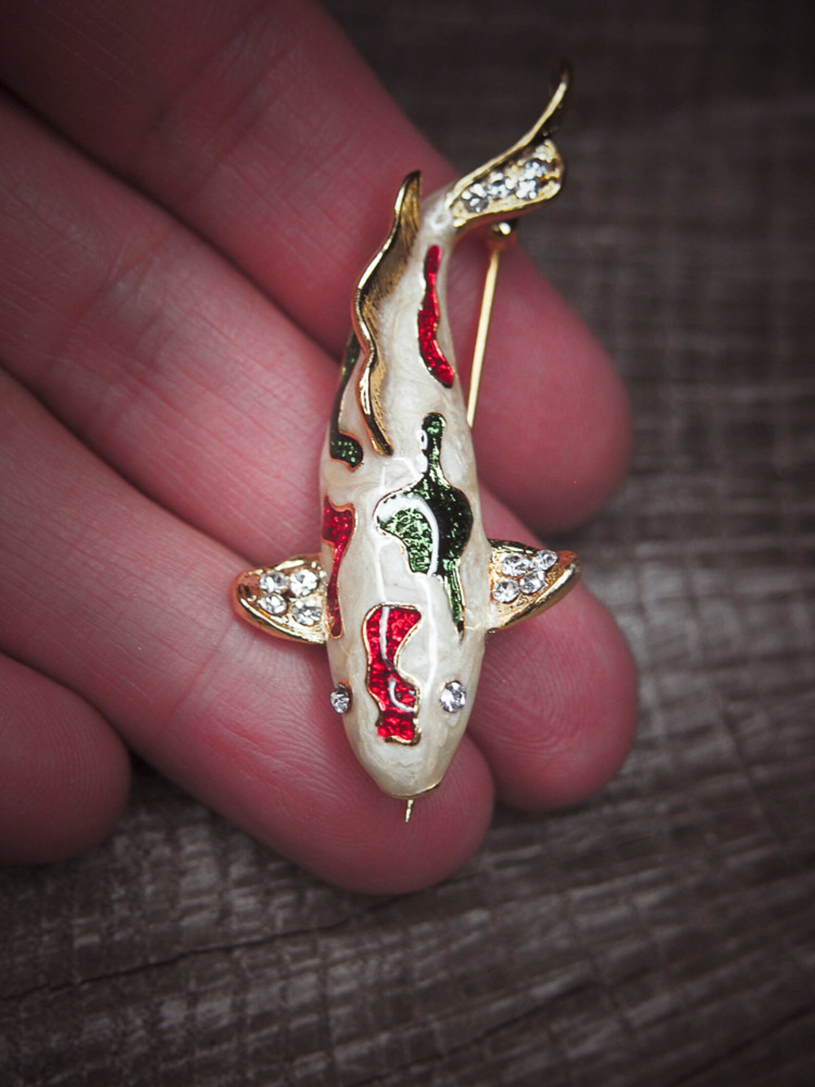 Sprkle Fish Brooch Antique Vintage Styled, Bridesmaid, Rhinestone Diamante, Wedding, Mothers ...