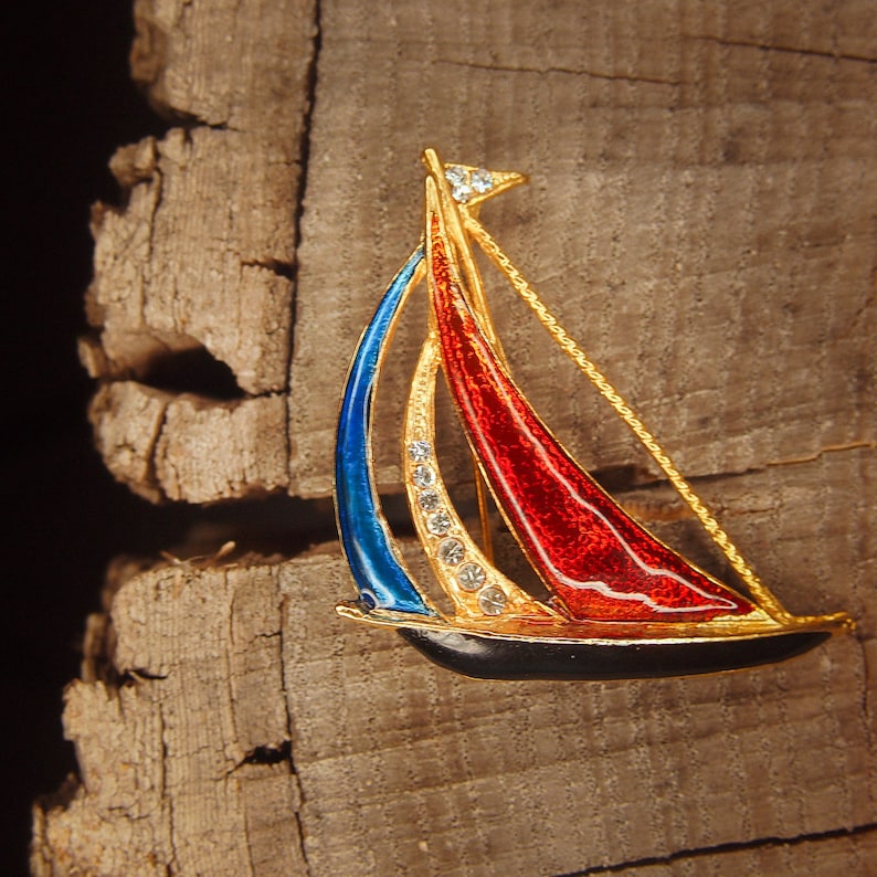Sail Boat Brooch Pin Antique Styled Vintage Costume Jewelry - Etsy