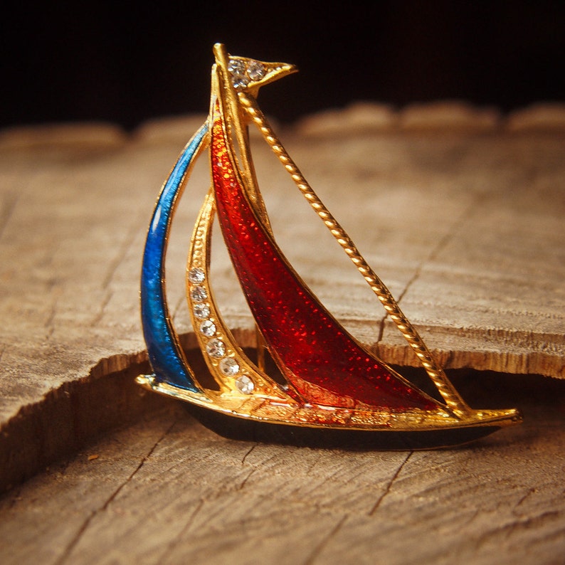 Sail Boat Brooch Pin Antique Styled Vintage Costume Jewelry - Etsy