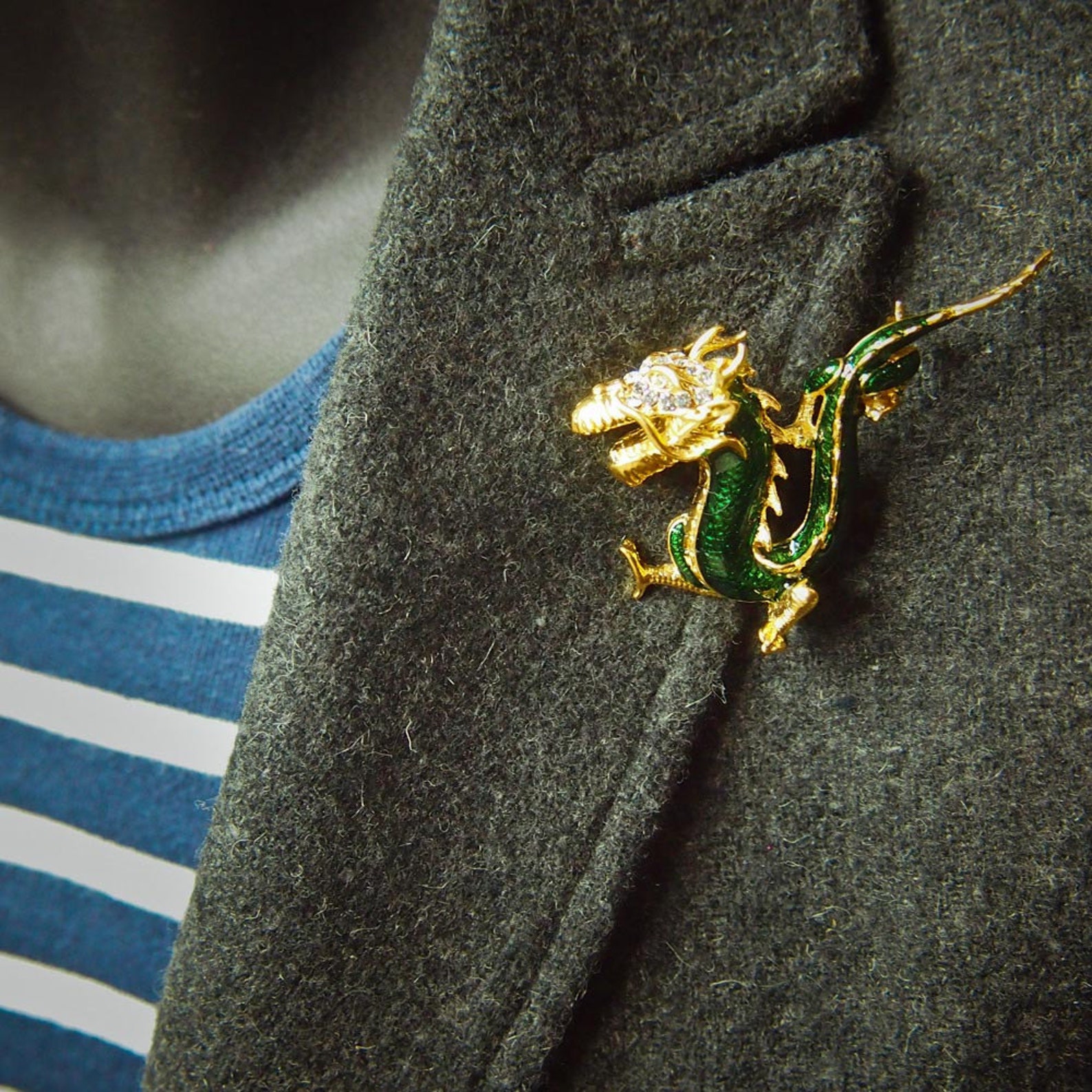 Oriental Dragon Brooch Antique Vintage Styled, Bridesmaid, Rhinestone ...