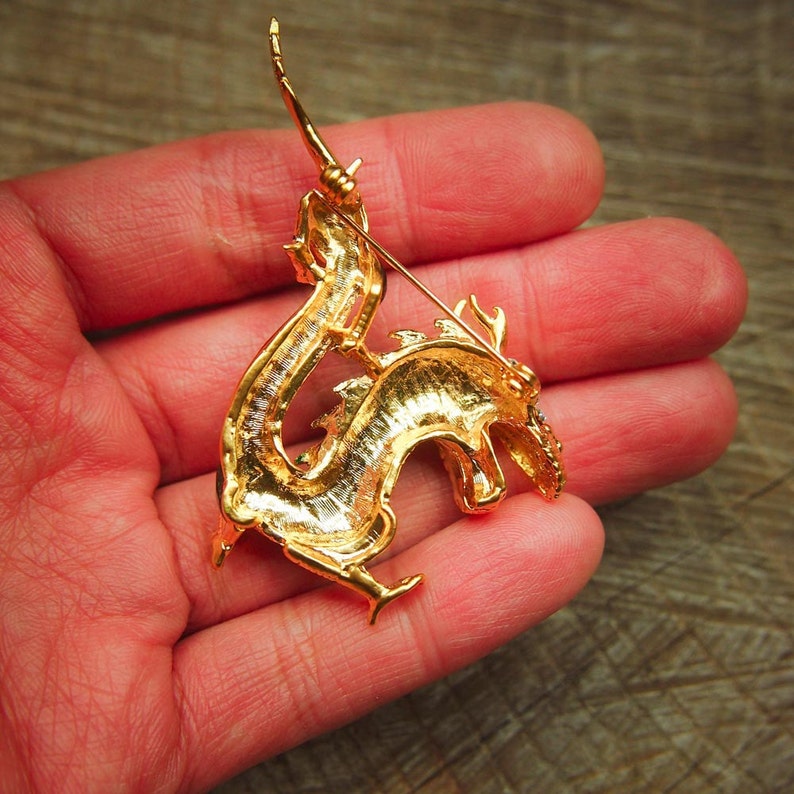 Oriental Dragon Brooch Antique Vintage Styled, Bridesmaid, Rhinestone ...