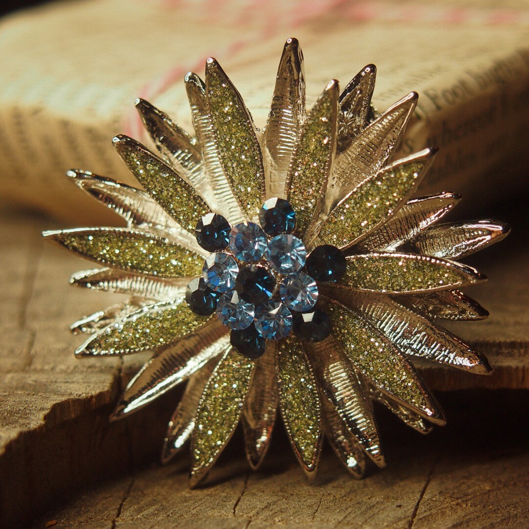 Blue Star Brooch Pin, Antique Styled Vintage Costume Jewelry Look, Fine ...