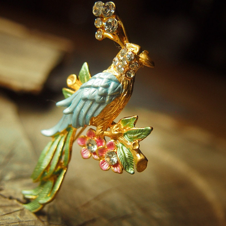 Blue Bird Brooch Pin Antique Styled Vintage Costume Jewelry - Etsy