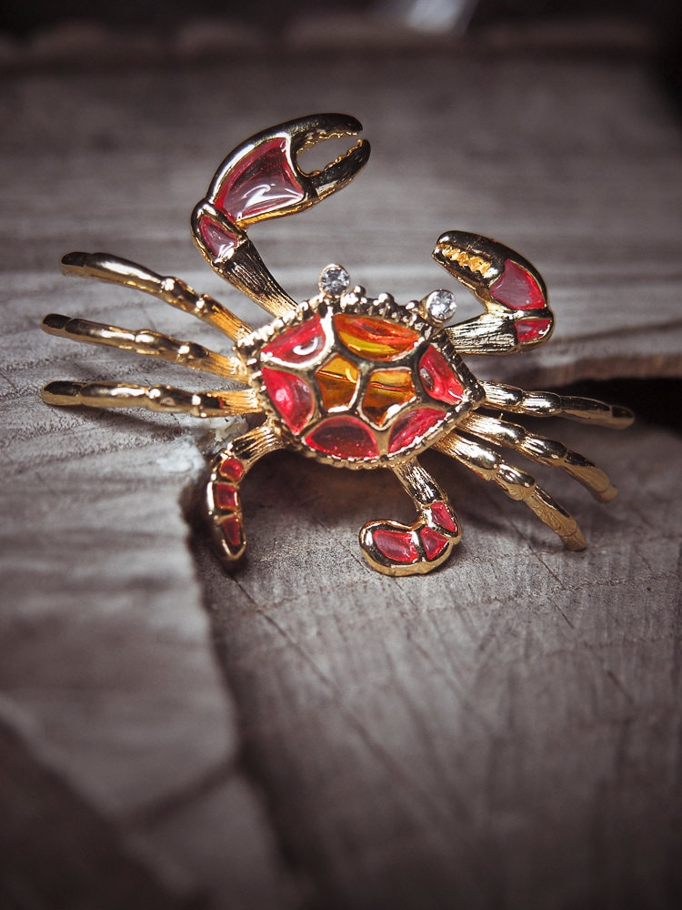 Crab Brooch antique vintage styled bridesmaid rhinestone - Etsy España