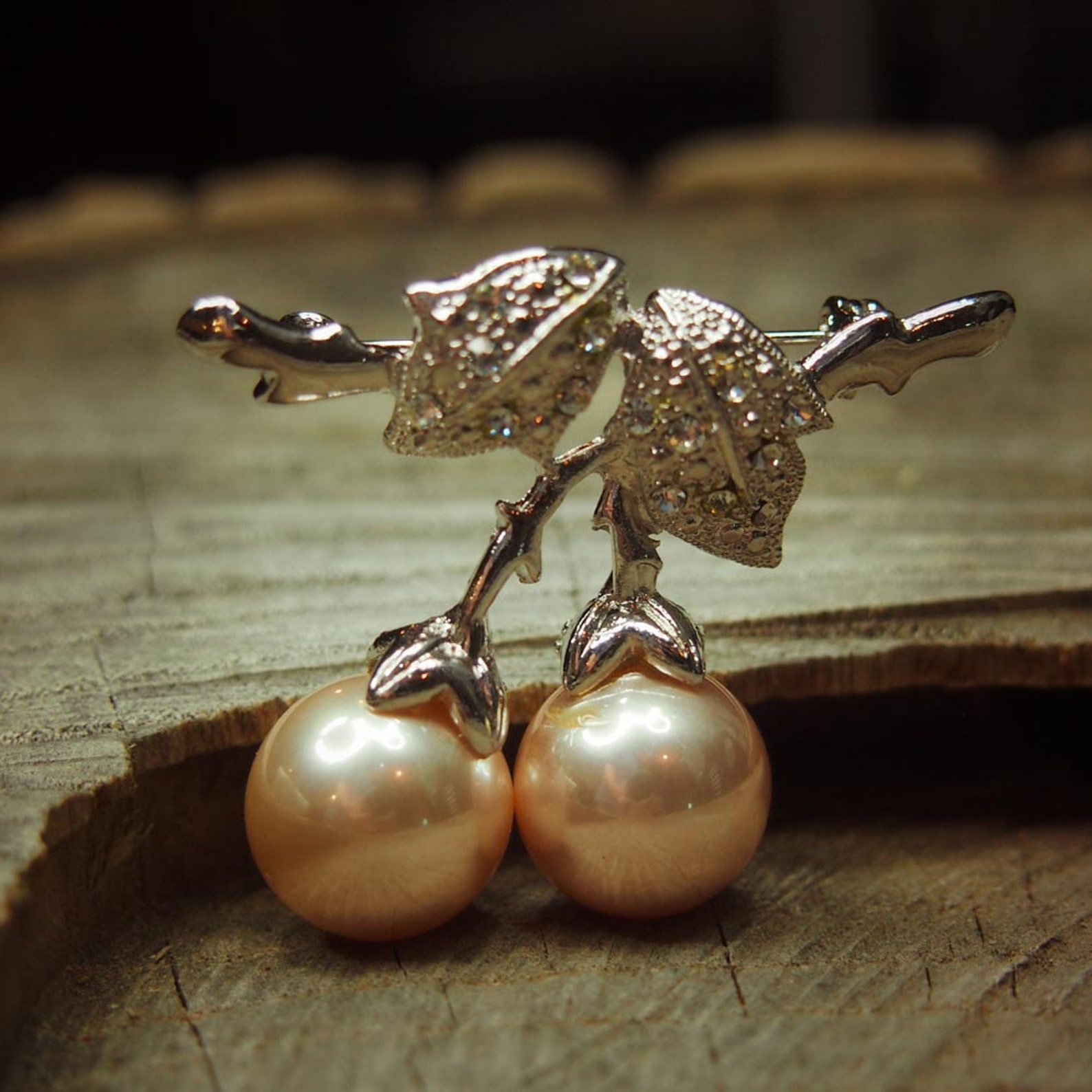 Peach Pearl Brooch Antique Vintage Styled Bridesmaid | Etsy