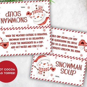 Snowman Soup Bag Topper, Christmas Cocoa, Hot Chocolate Bag Topper ...