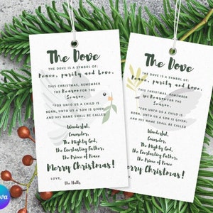Canva Editable Gift Tag |the Dove Christmas Poem | Merry Christmas ...