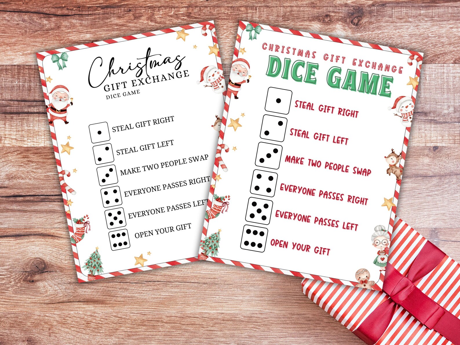 Christmas Dice Gift Exchange Game, White Elephant Gift, Christmas Dice ...
