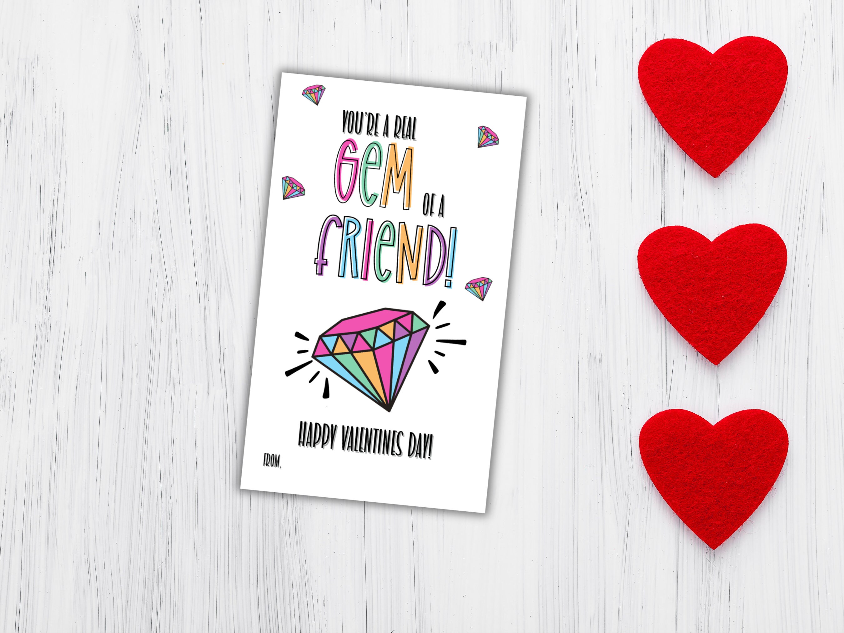 Printable| Valentines Card | You're a Real Gem Valentine| Ring Pop ...
